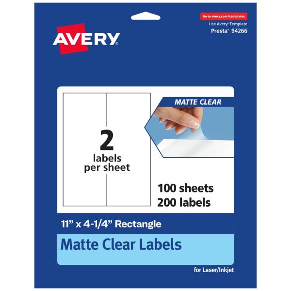 ・Create your own custom labels with Avery blank label template Presta 94266・The frosted, translucent finish blends into ...