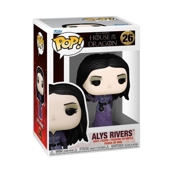 TVドラマ「ハウス・オブ・ザ・ドラゴン（House of the Dragon）」公式のFunko PopビニールフィギュアAlys Riversです。高さ約9.5cm（3.75インチ）。コレクターフレンドリーなウィンドウボックス付きで、棚...