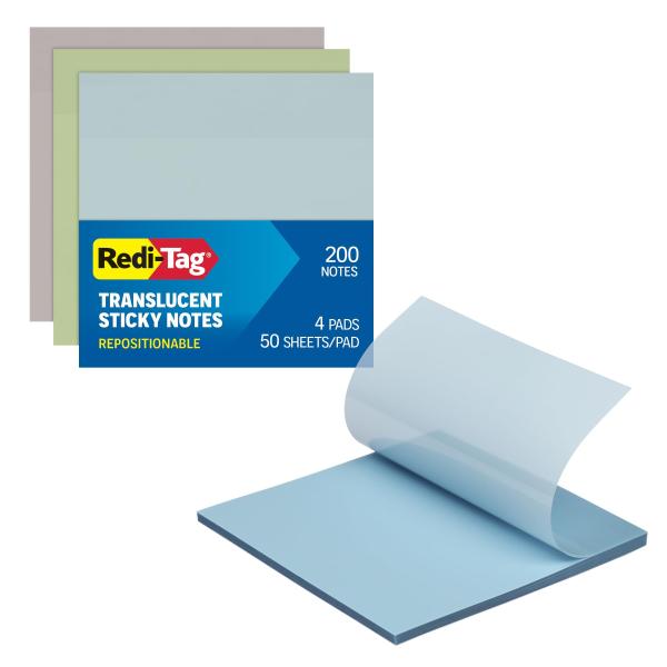 ・You get 4 pads with 50 sheets per pad of translucent notes; ideal for office, school and work environments; 200 notes t...