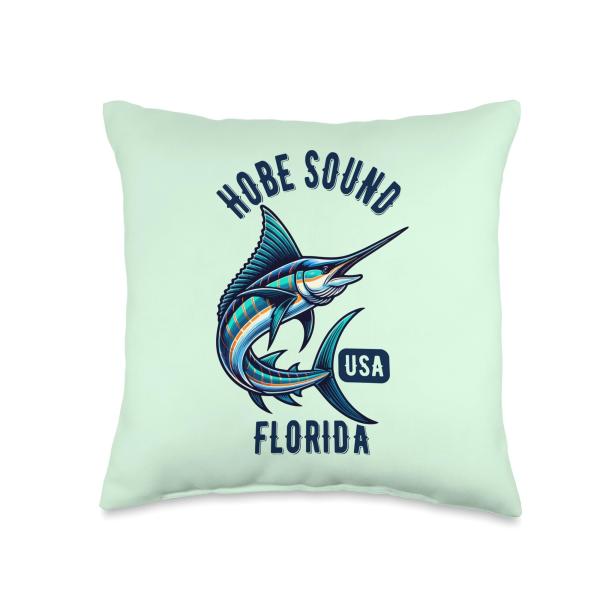 ・Hobe Sound Florida USA retro style jumping fish design. Awesome illustration featuring a huge majestic swordfish jumpin...