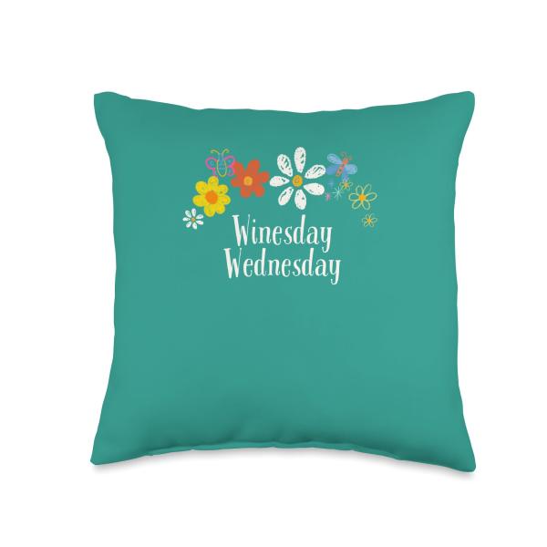 ・Funny Winesday Wednesday Saying Flowers graphic retro sarcastic pun quote art womens mens joke sarcasm jokes cute graph...