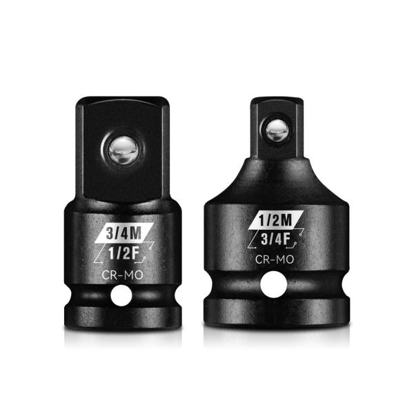 ・SPECIFICATION: 2PCS impact socket adapters: include 1/2" F to 3/4"M adapter and 3/4" F to 1/2" M reducer set. Our produ...