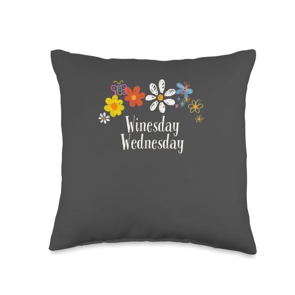 ・Funny Winesday Wednesday Saying Flowers graphic retro sarcastic pun quote art womens mens joke sarcasm jokes cute graph...
