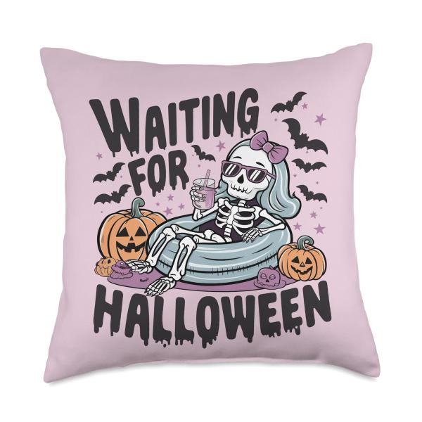 ・Waiting for Halloween Cute Pink Skeleton Summer Fall Design・Cute Design for Autumn・100% spun-polyester fabric・Double-si...