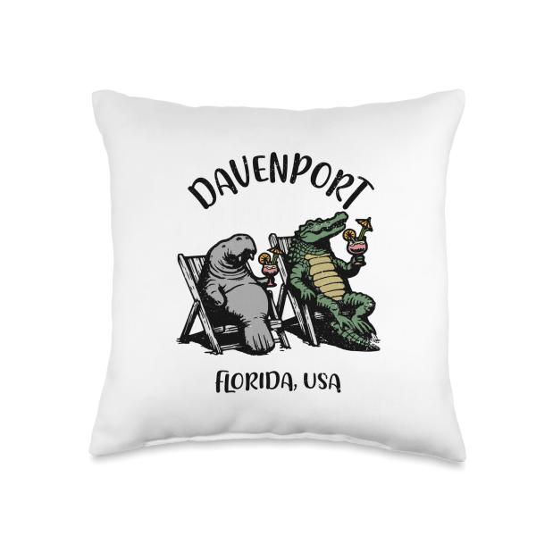 ・Davenport Florida USA funny manatee and alligator relaxing in chairs design. Fun illustration in bold color and nice de...