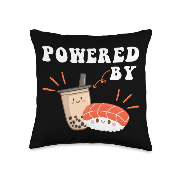 ・This Powered By Milk Tea and Sushi design features an adorable pairing of boba tea and sushi, perfectly capturing the l...