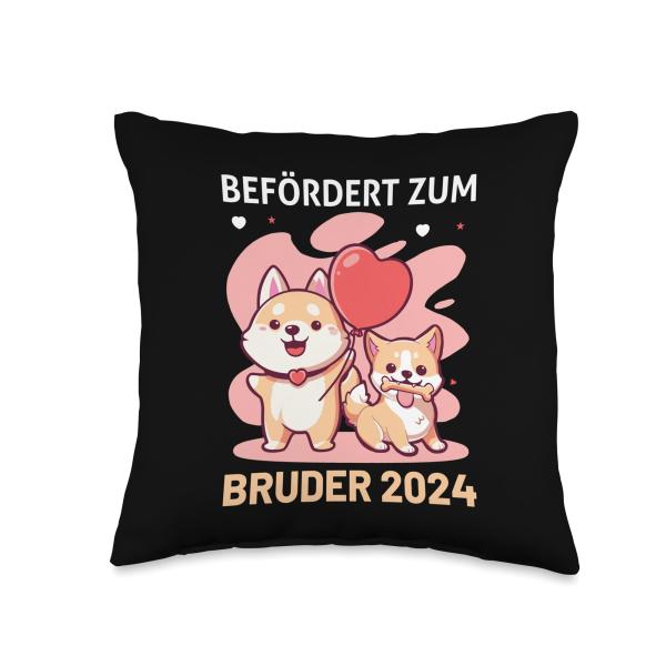 ・Bef〓rdert Zum Bruder 2024, the motif shows two little dog puppies with a heart balloon. For siblings like big sisters o...