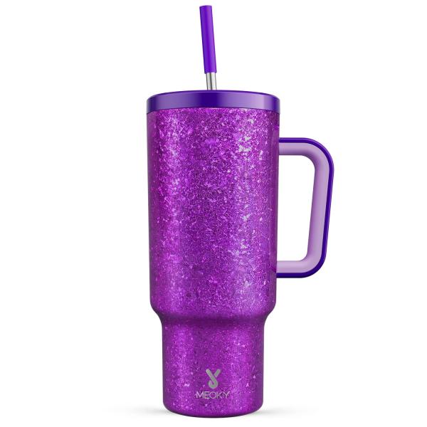・Hello, Cold Drinks: With double-wall vacuum insulation, Meoky 40 oz tumbler with handle and straw beats the heat and ke...