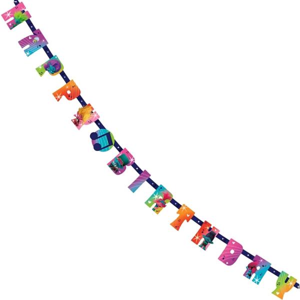 ・VIBRANT TROLLS DESIGN: Add a splash of color and joy to your party with our Trolls-themed 'Happy Birthday' banner, feat...