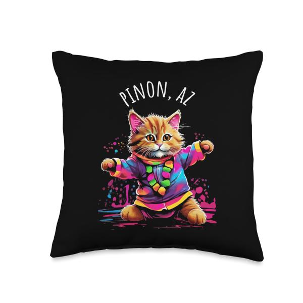 ・Pinon Arizona USA cute and fun dancing cat, kitten, quirky, colorful design, featuring a kitty, cat, dancing, with a sp...