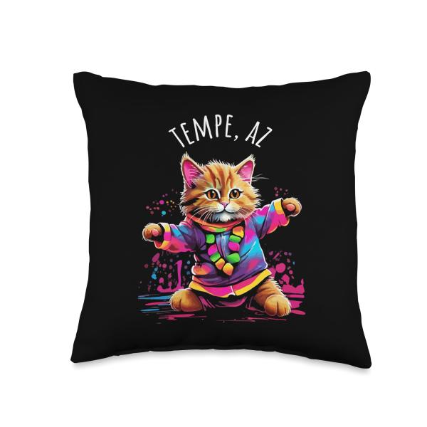 ・Tempe Arizona USA cute and fun dancing cat, kitten, quirky, colorful design, featuring a kitty, cat, dancing, with a sp...