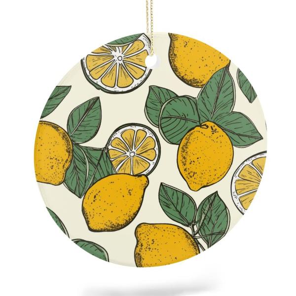 ・High-quality materials:These Lemon Fruit Pattern printed Christmas ornaments are made of high-quality ceramics,the prin...