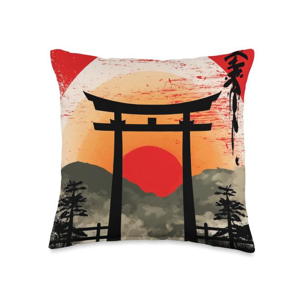・Japanese Tori Gate Sunset Japanese Red Sun Aesthetic Art. Great Idea For Those Into Japanese Culture And That Of The Sa...
