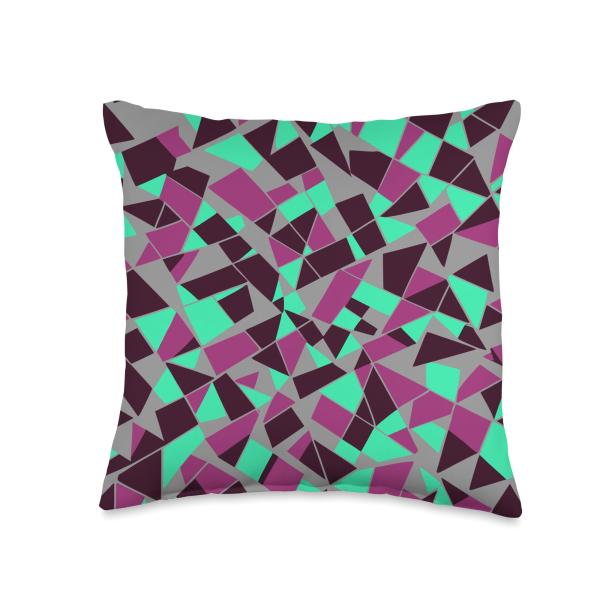 ・Geodesic Geometric Abstract Art 5 Maroon Magenta Aqua is a digital art decorative abstract design inspired by straight ...