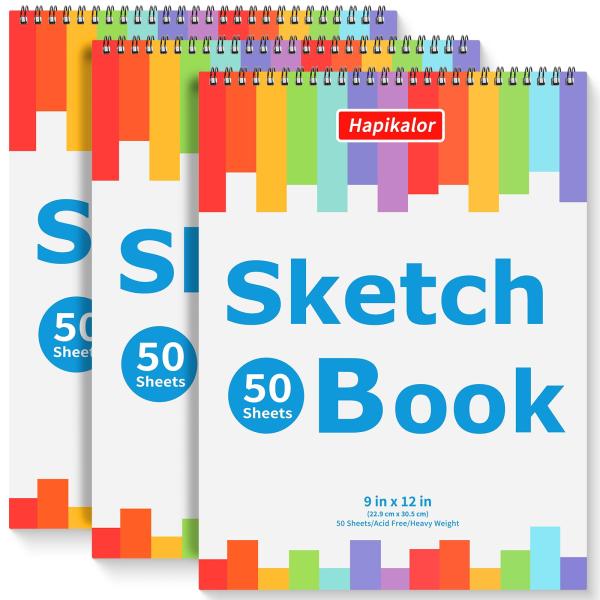 ・【プレミアムペーパー品質】プロ仕様のスケッチブック描画パッド。 Hapikalor製図用紙パッドセットは、それぞれ50枚のプレミアム厚手のボンド紙が入った3枚パックです。 各シートのサイズは高さ0.25インチ x 幅12インチ x 長さ9...