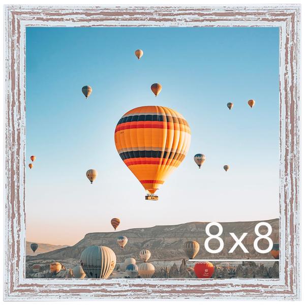 ・FRAME SIZE: The rustic white picture frame fits 8x8 photos, simple and stylish, the frame opening display will be 0.5 i...