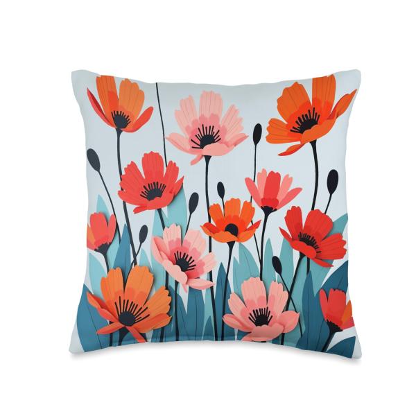 ・Red and Pink Poppies Cut Out is the artwork of red wildflowers in springtime. An artistic botanical papaver artwork of ...