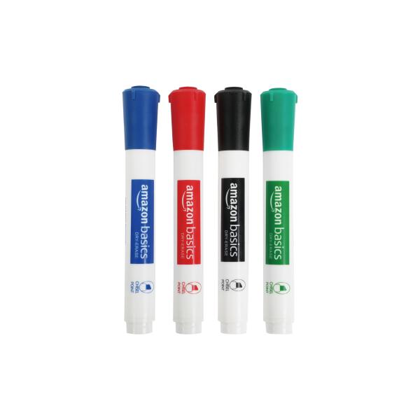 ・Dry erase markers in assorted colors for classroom, home, or office use・Includes 4 markers: 1x black, blue, red and gre...