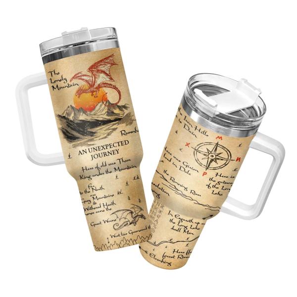 ・Vintage Fantasy Map Artwork - Detailed 2D print replicating an ancient parchment map with a majestic red dragon atop th...