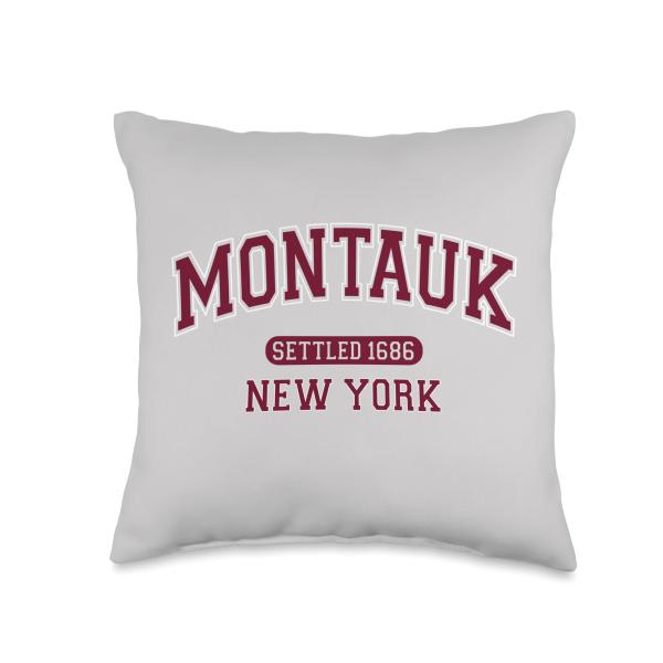 ・Montauk New York Settled 1686 sports red lettering design vintage historic Long Island town makes a great nautical gift...