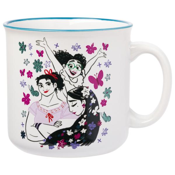 ・ENCANTO MUG: Themed mug features a two sided design. "The Magic of Family" is written on one side with various flowers ...