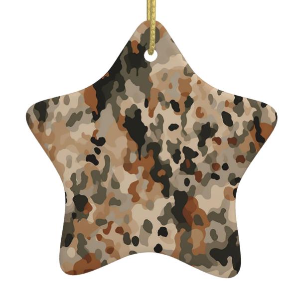 ・Double sided printing: Brown Leopard Camouflage ceramic ornaments for holiday patterns looks like stained glass spliced...