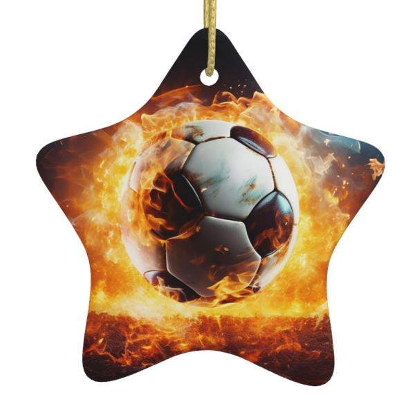 ・Double sided printing: Burning Soccer Ball ceramic ornaments for holiday patterns looks like stained glass spliced toge...