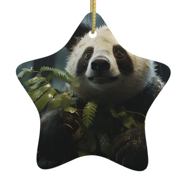 ・High-quality materials: Panda in the Rain ceramic ornaments for holiday is made of high quality white ceramics and doub...