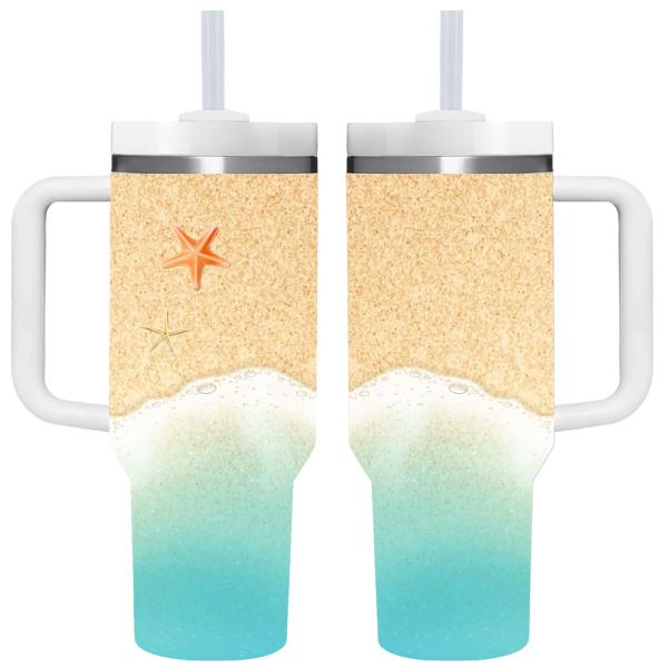 ・? GIFTS - 40 OZ Beach Tumbler with Handle.Beach Lover Gifts.Unique Birthday Christmas Gifts for Beach Lover.Personalize...