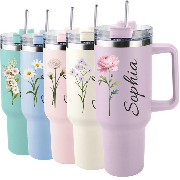 ・Personalized Gifts:Surprise your beloved one with this adorable 40 oz tumbler with a handle and straw lid. It features ...