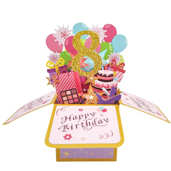 ・PERFECT GIFT IDEA - This colorful 8th birthday popup card is a perfect gift idea for best friends, daughter, son, niece...
