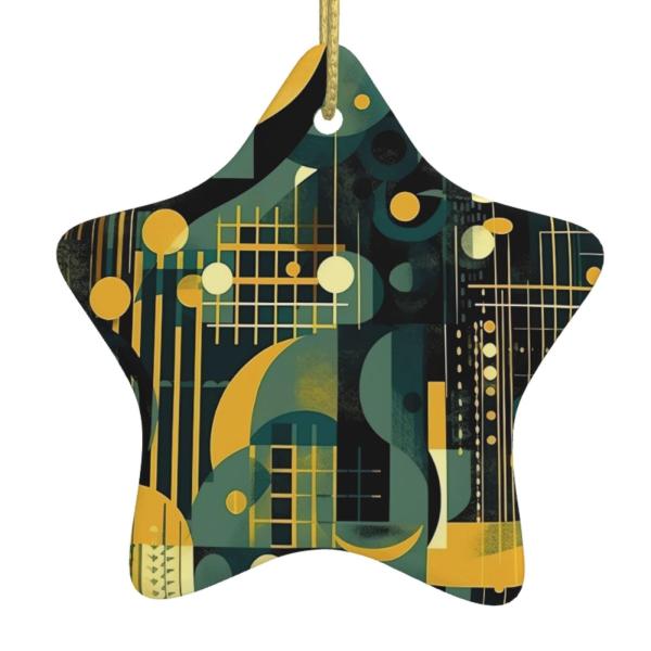 ・Unique design: Our Green Abstract Pattern fancy ceramic ornament with gold ribbon were cut to ensure the smoothness on ...