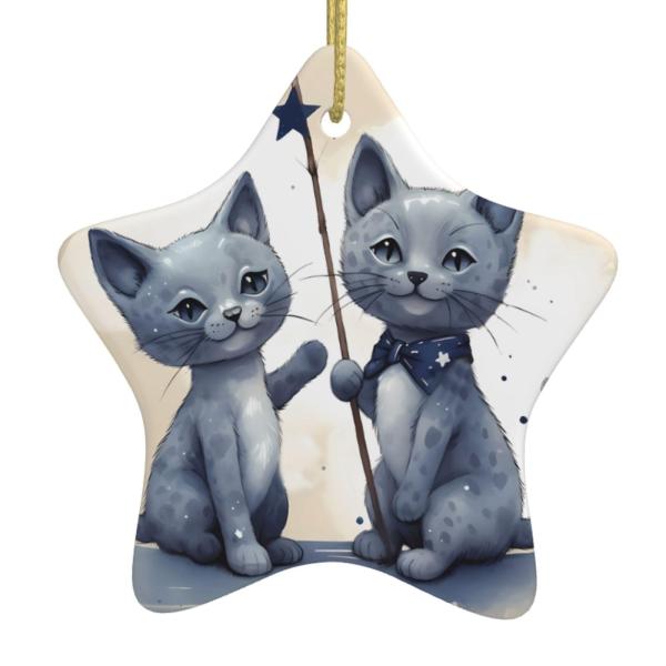 ・Unique design: Our Cat Holds up the Star fancy ceramic ornament with gold ribbon were cut to ensure the smoothness on e...