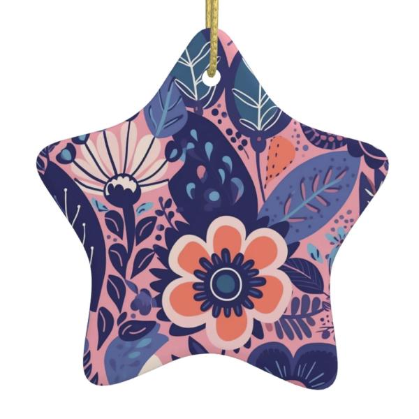 ・Unique design: Our Handmade Floral Pattern fancy ceramic ornament with gold ribbon were cut to ensure the smoothness on...