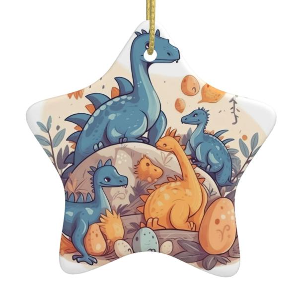・Unique design: Our Dinosaur on the Nest fancy ceramic ornament with gold ribbon were cut to ensure the smoothness on ea...
