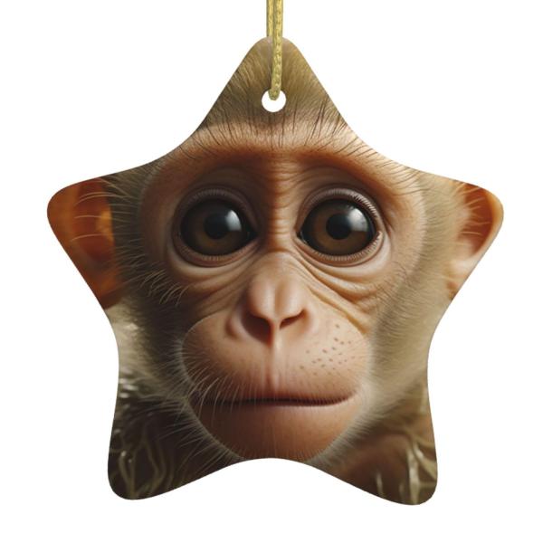・Unique design: Our Big Eyed Monkey fancy ceramic ornament with gold ribbon were cut to ensure the smoothness on each pi...