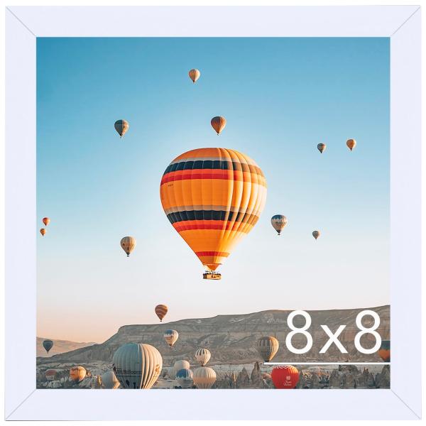・FRAME SIZE: The white picture frame fits 8x8 photos, simple and stylish, the frame opening display will be 0.5 inches s...