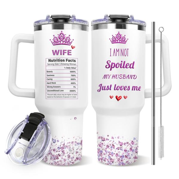 ・Gifts for Wife from Husband: Show your love and appreciation with this 40 Oz Stainless Steel Tumbler, an ideal gift for...