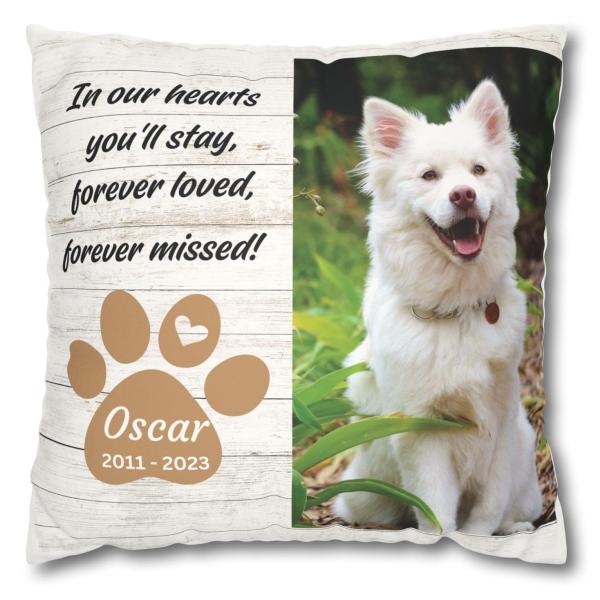 ・Personalized Pet Memorial Pillow: Custom pillow featuring your pet's photo and name, creating a heartfelt keepsake. Per...