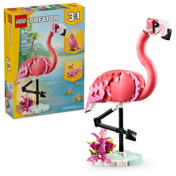 ・3 ANIMALS IN ONE BOX- The LEGO Creator 3 in 1 Wild Animals: Pink Flamingo toy lets kids ages 8 and up build and rebuild...