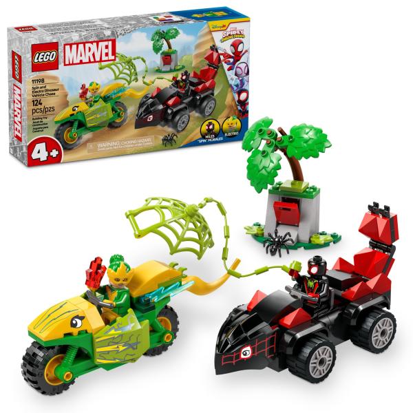 ・BUILDABLE DINOSAUR CAR TOY - Fans of Spidey And His Amazing Friends can join the dino-web action with Spin and Electro ...