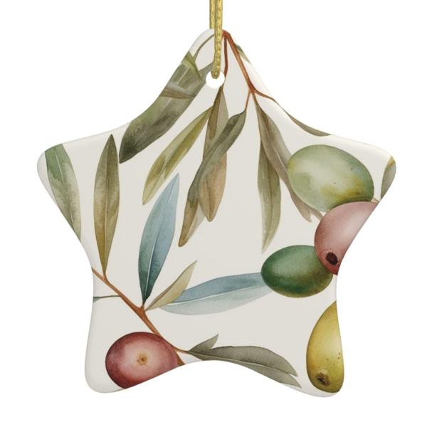 ・Unique design: Our Hand Drawn Colorful Olives fancy ceramic ornament with gold ribbon were cut to ensure the smoothness...