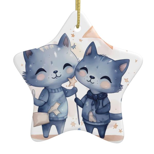 ・Unique design: Our Cat Holding a Star fancy ceramic ornament with gold ribbon were cut to ensure the smoothness on each...