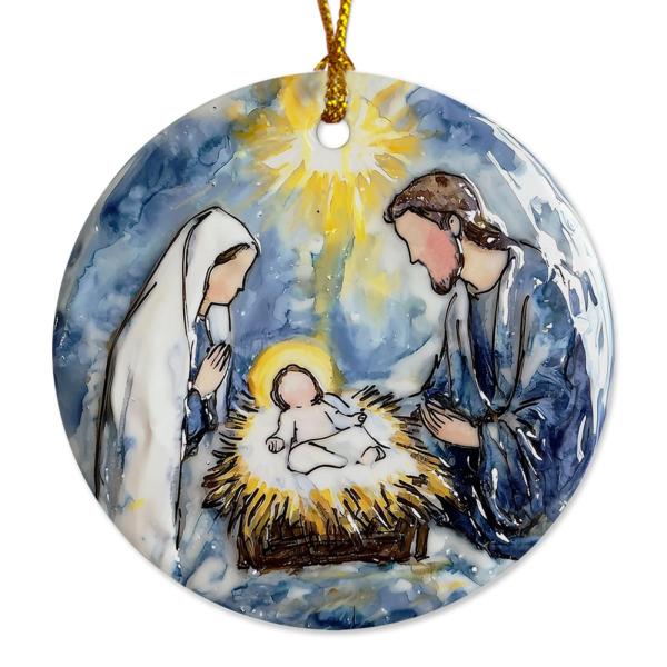 ・Beautiful Nativity Christmas Ornament: Features Baby Jesus, Mary, and Joseph, making it a perfect addition to your holi...