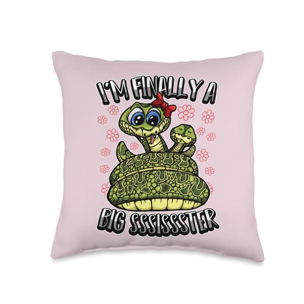 ・Features a happy big sister snake cuddling the new baby in the family saying "I'm Finally A Big Sssissster!" A funny pl...