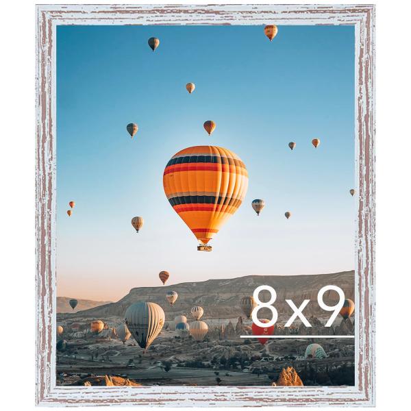 ・FRAME SIZE: The rustic white picture frame fits 8x9 photos, simple and stylish, the frame opening display will be 0.5 i...