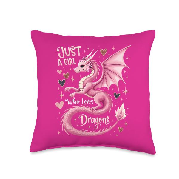 ・Features a pink dragon illustration with the phrase Just a girl who loves dragons. Designed for people searching for dr...