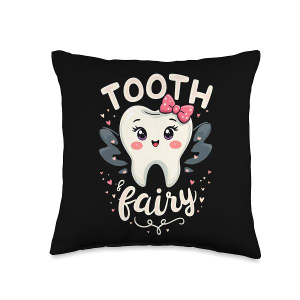 ・Tooth Fairy Cartoon. Whimsical cartoon tooth design, perfect for children's clothing and accessories.・Tooth Fairy Carto...