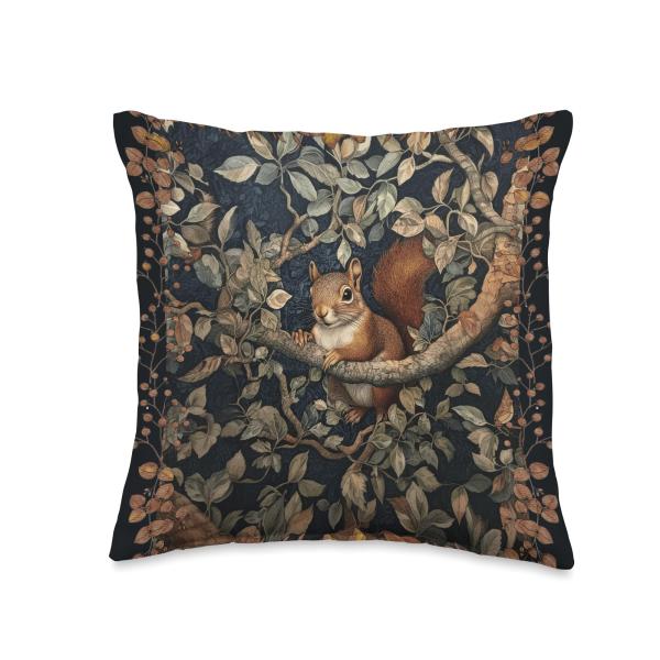 ・Nature Art Design design. Beautiful pre-Raphaelite style image of a cute red squirrel in a tree inspired by the work of...