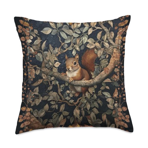 ・Nature Art Design design. Beautiful pre-Raphaelite style image of a cute red squirrel in a tree inspired by the work of...